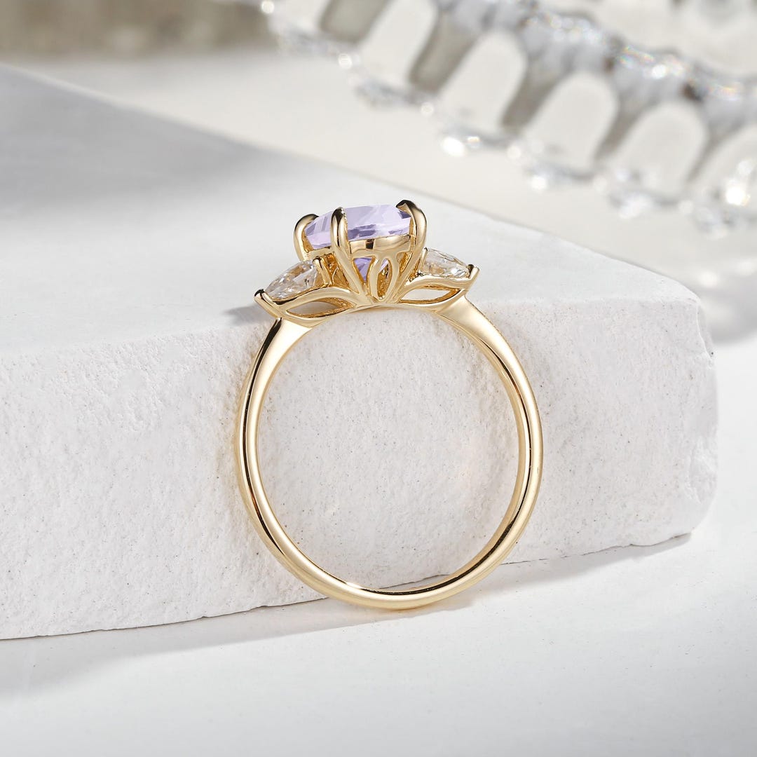 Fantasy Oval Cut Lavender Sapphire Engagement Ring Yellow Gold Lotus ...