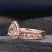Pear Shaped Morganite Engagement Ring Bridal Set Rose Gold Stacking ...
