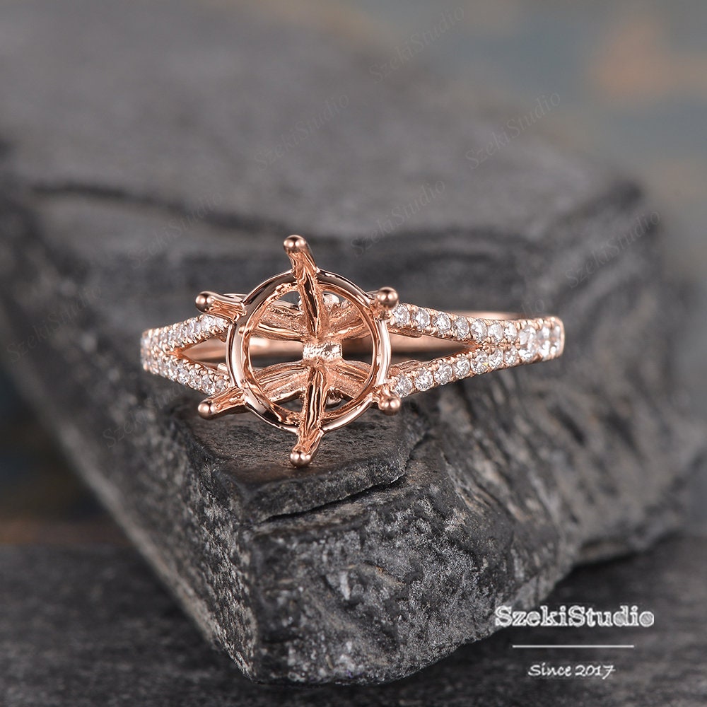 Split Shank Ring Setting Custom Semi Mount Rose Gold Engagement Ring ...