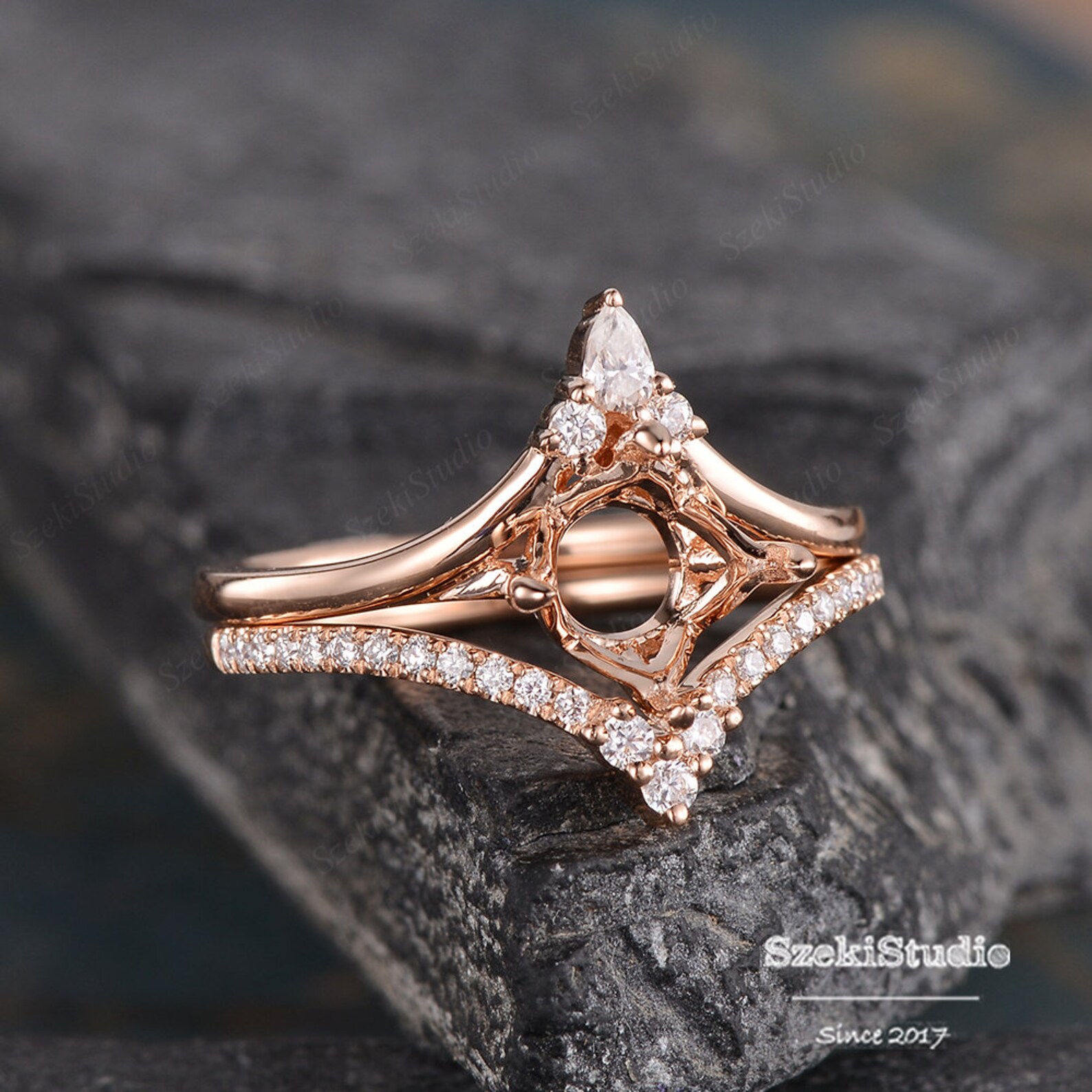 Rose Gold Engagement Ring Setting Custom Semi Mount Infinity | Etsy