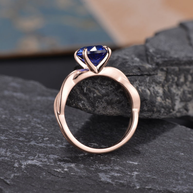Infinity Sapphire Engagement Ring Rose Gold Lab Sapphire Ring | Etsy