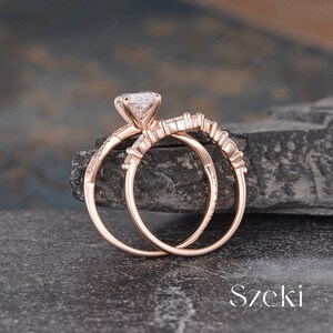 0.8ct 1ct 2ct Pear Shaped Lab Grown Diamond Engagement Ring Rose Gold ...