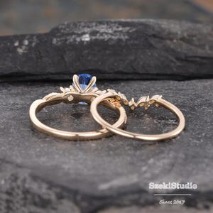 Firework Cut Sapphire Engagement Ring Rose Gold Oval Cut Sapphire Ring ...