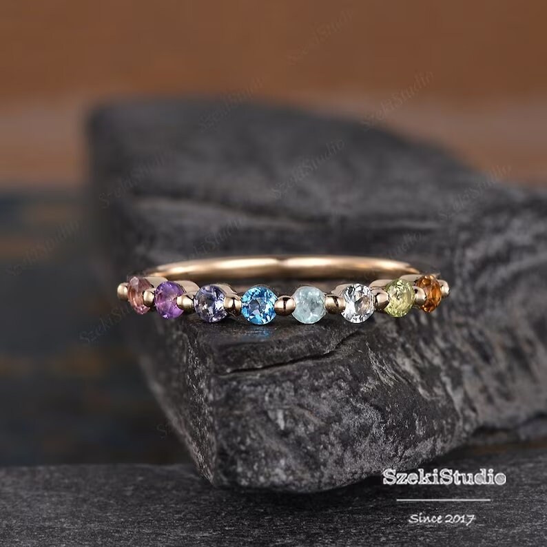 Custom Pearl Wedding Band Birthstones Wedding Band Women's Pearl ...