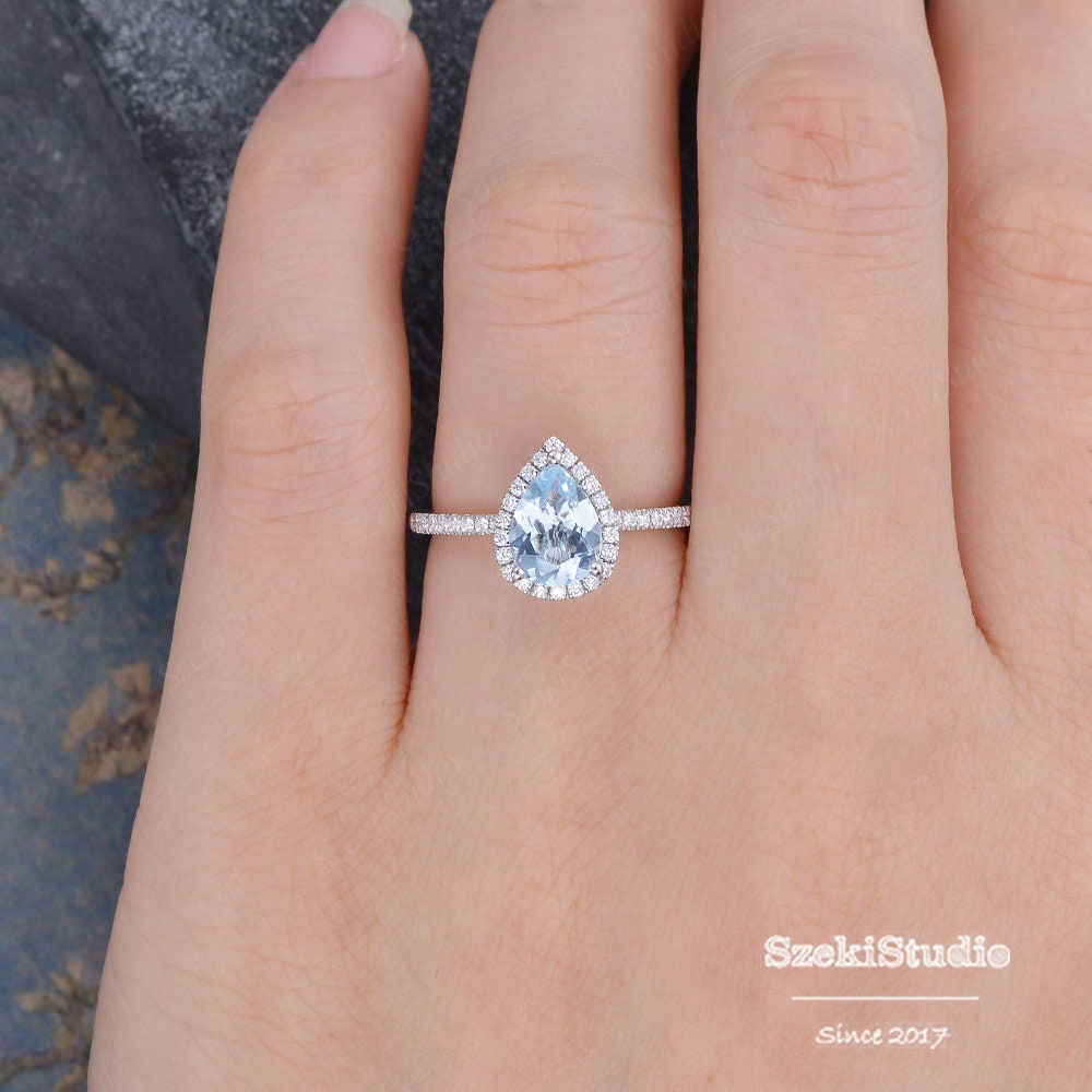 Aquamarine teardrop ring store