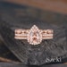 Pear Shaped Morganite Engagement Ring Bridal Set Rose Gold Stacking ...
