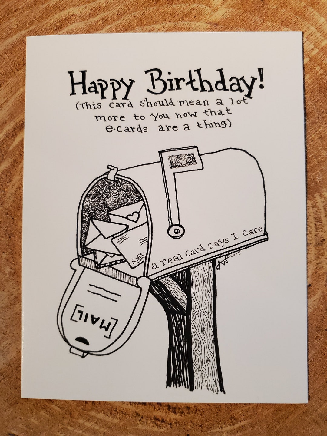 Birthday Card | Original Pen & Ink Drawing - Mailbox - Etsy