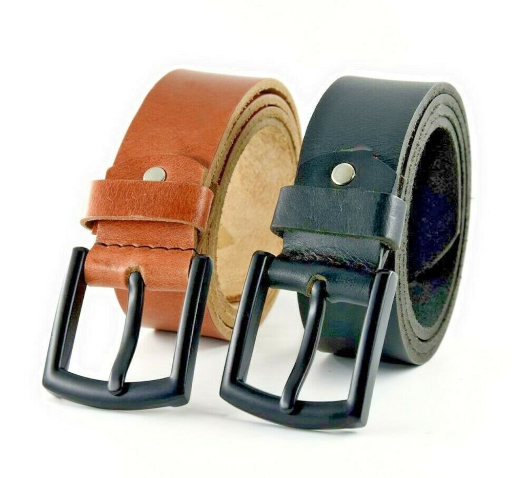 Mens Genuine Real Full Grain Leather Belt 37mm With Quality Buckle ...