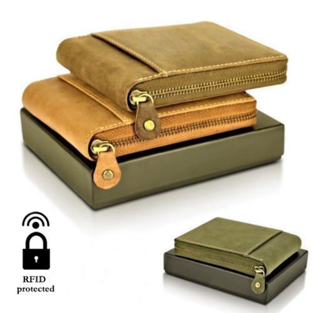 Mens Genuine Leather Zip-around Wallet With Credit Card Slot, Coin ...