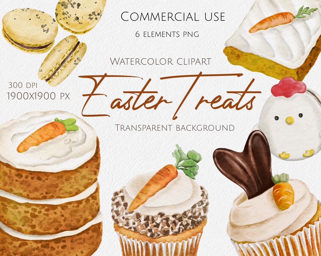 Watercolor Clipart Easter Treats Easter Clipart Watercolor Illustration ...