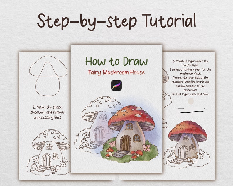 How to Draw Fairy Mushroom House Step by Step Tutorial Procreate ...