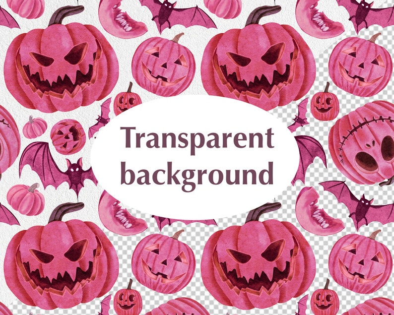 Seamless Pattern Digital Paper Halloween Pumpkin Pink Pumpkins DIY ...
