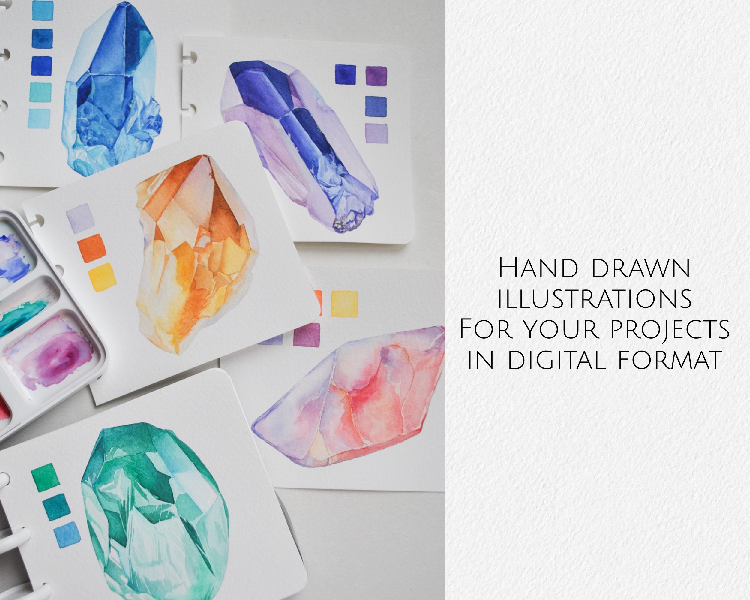 Watercolor Clipart Mineral Rocks Mineral Stones Transparent Background ...