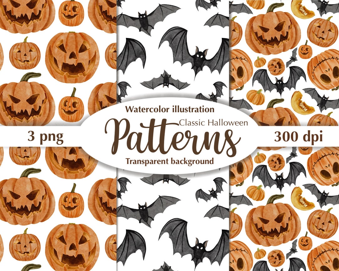 Seamless Pattern Digital Paper Halloween Pumpkins DIY Digital Download ...