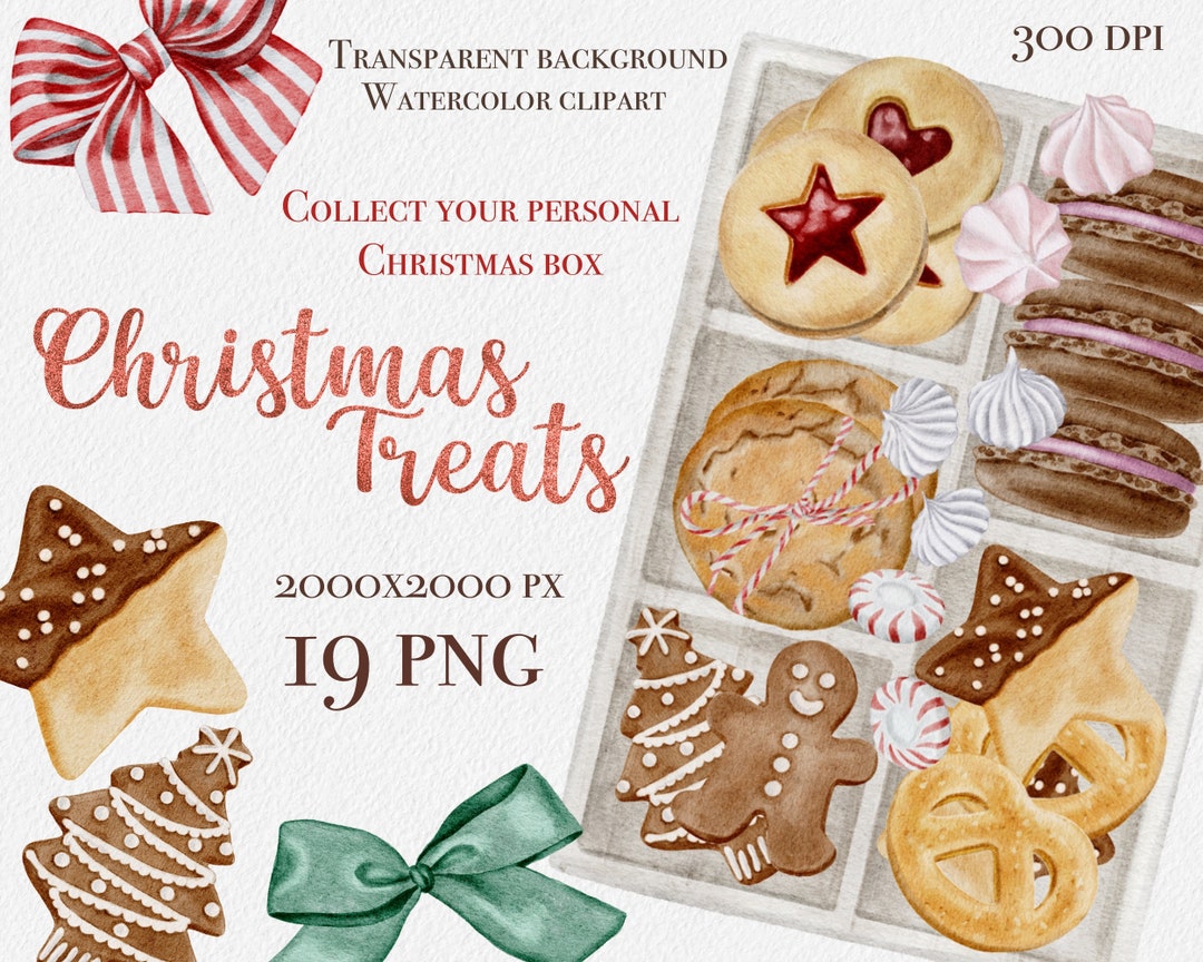 Watercolor Clipart Christmas Clipart Christmas Treats Christmas Box ...