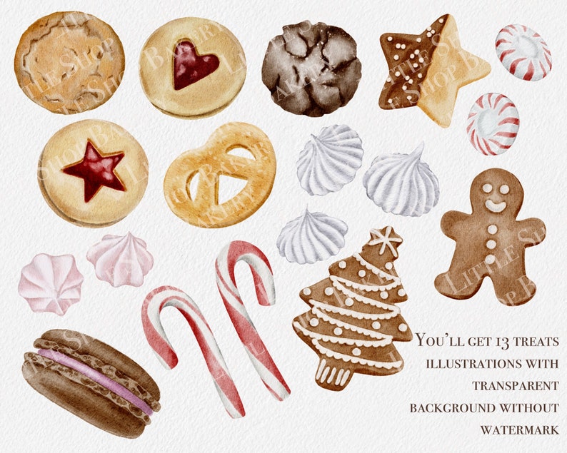 Watercolor Clipart Christmas Clipart Christmas Treats - Etsy