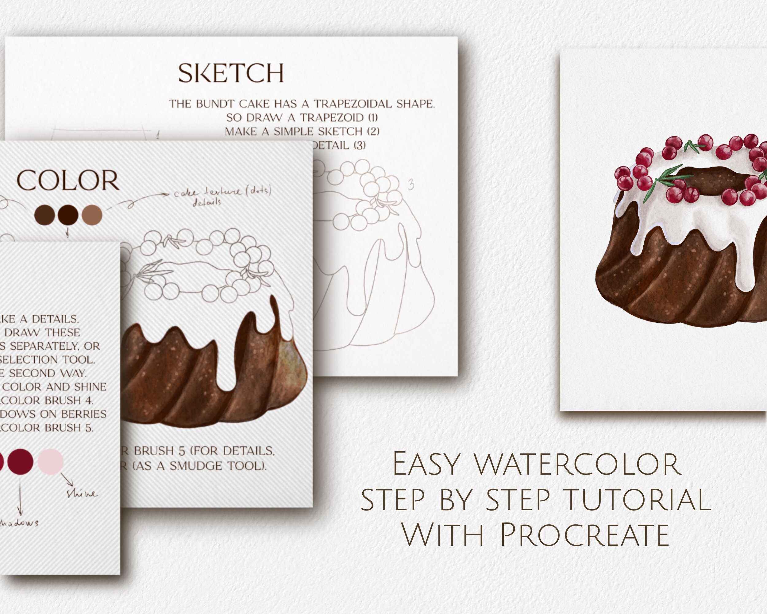 How to Draw. Step by Step Tutorial With Procreate. Watercolor Digital ...