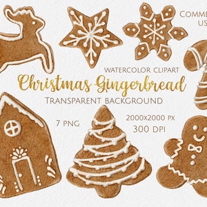 Watercolor Clipart Christmas Gingerbread Cookies Seamless Pattern ...