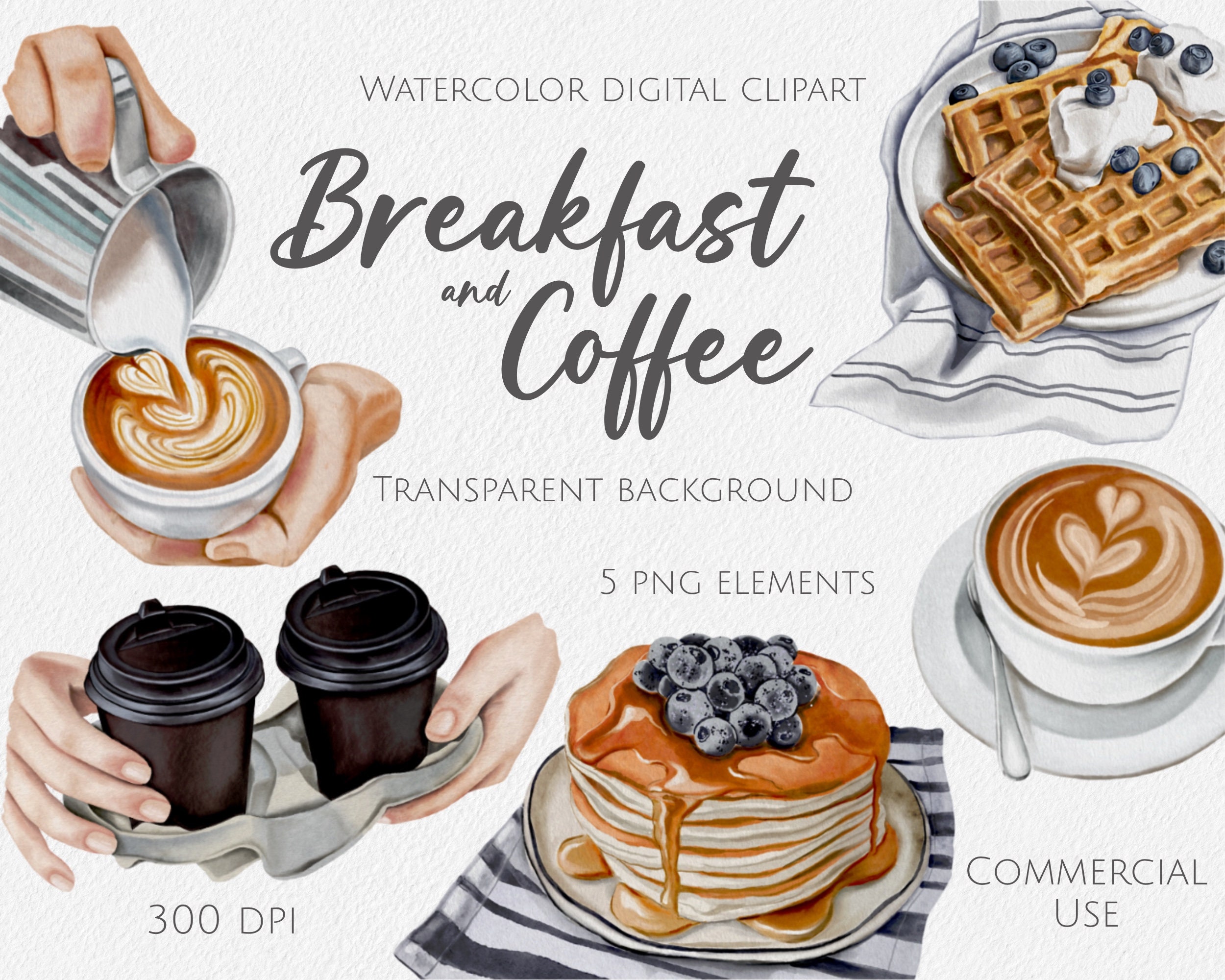 Watercolor Clipart Watercolor Illustration Breakfast Clipart ...