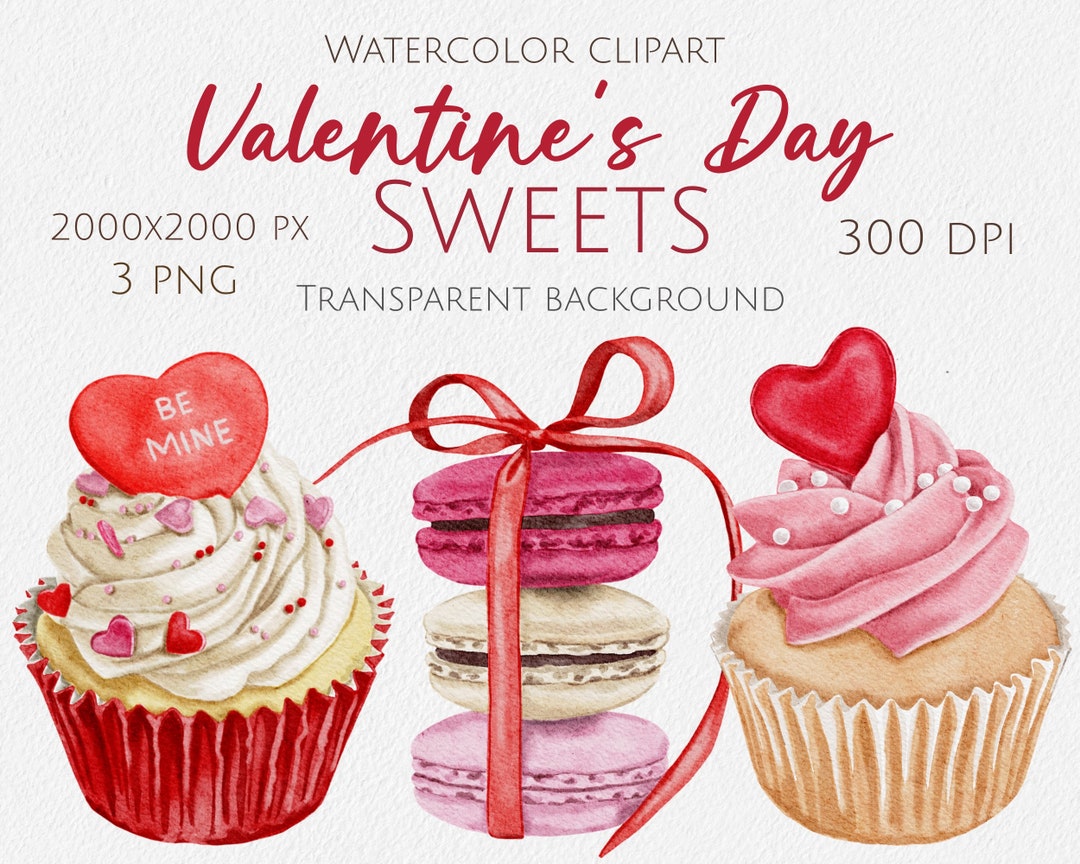 Watercolor Clipart Valentine’s Day Clipart Love Clipart Sweets Clipart ...