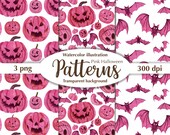 Seamless Pattern Digital Paper Halloween Pumpkin Pink Pumpkins - Etsy