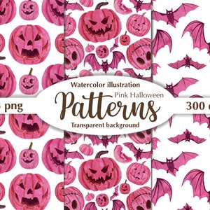 Seamless Pattern Digital Paper Halloween Pumpkin Pink Pumpkins DIY ...