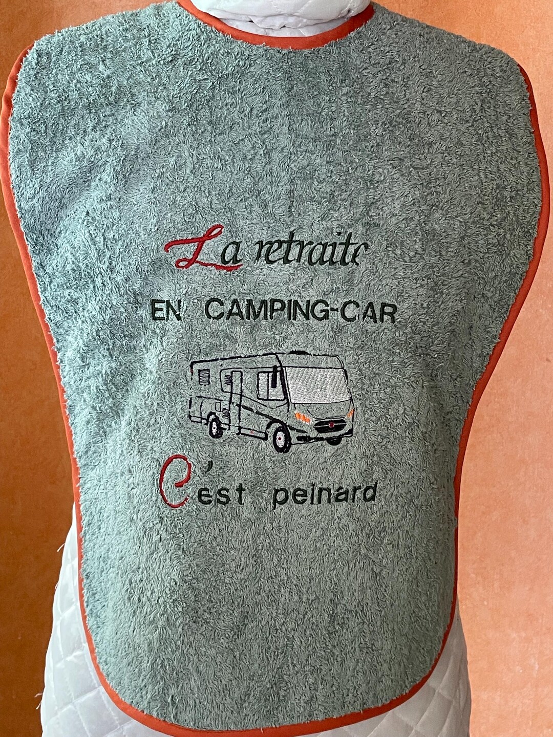 Adult Bib in Cotton Terry Cloth // Personalized Humorous Bib // Text ...