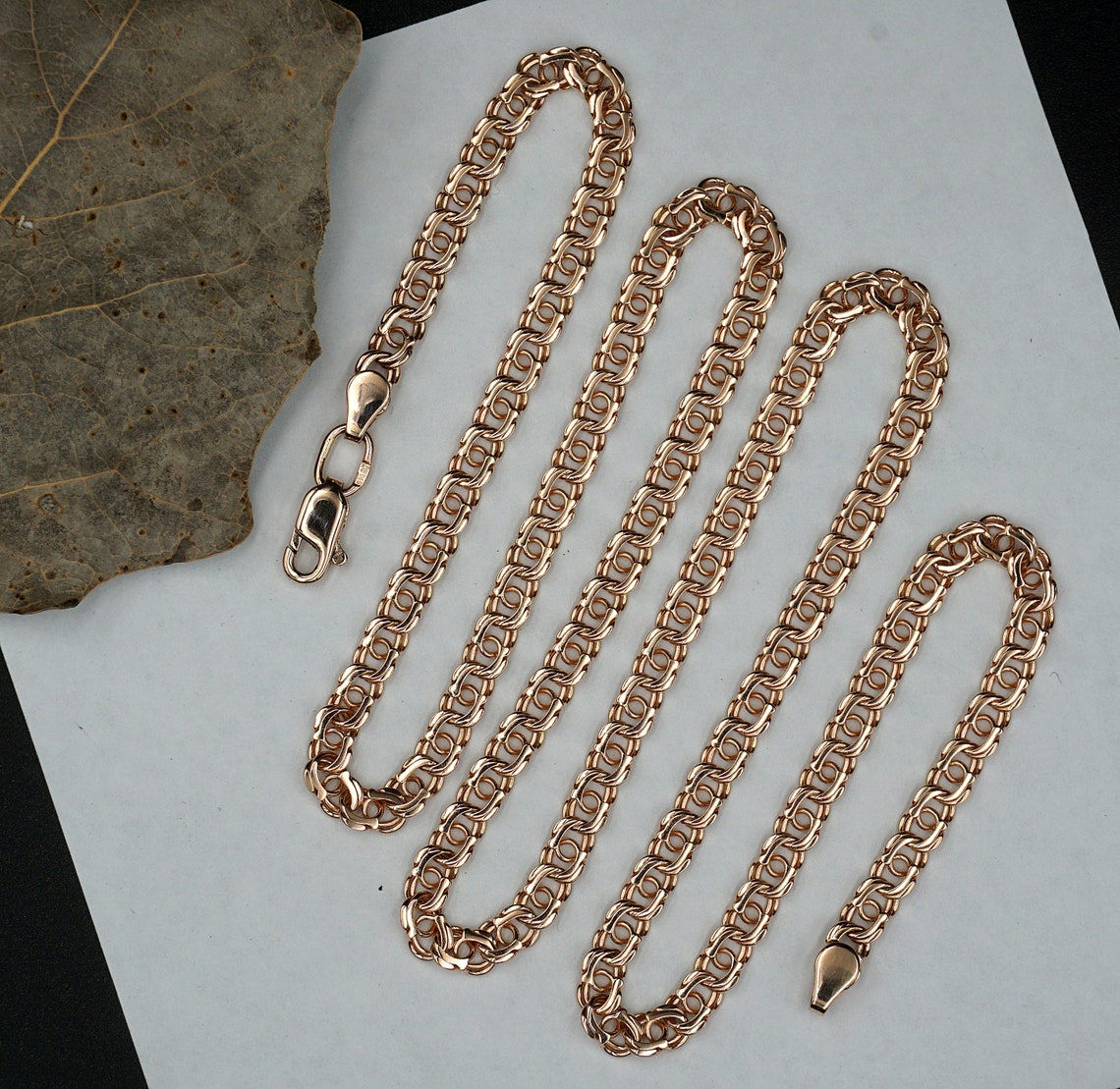 Handmade 14k Rose Gold Byzantine Chain Necklace (4mm) - Etsy