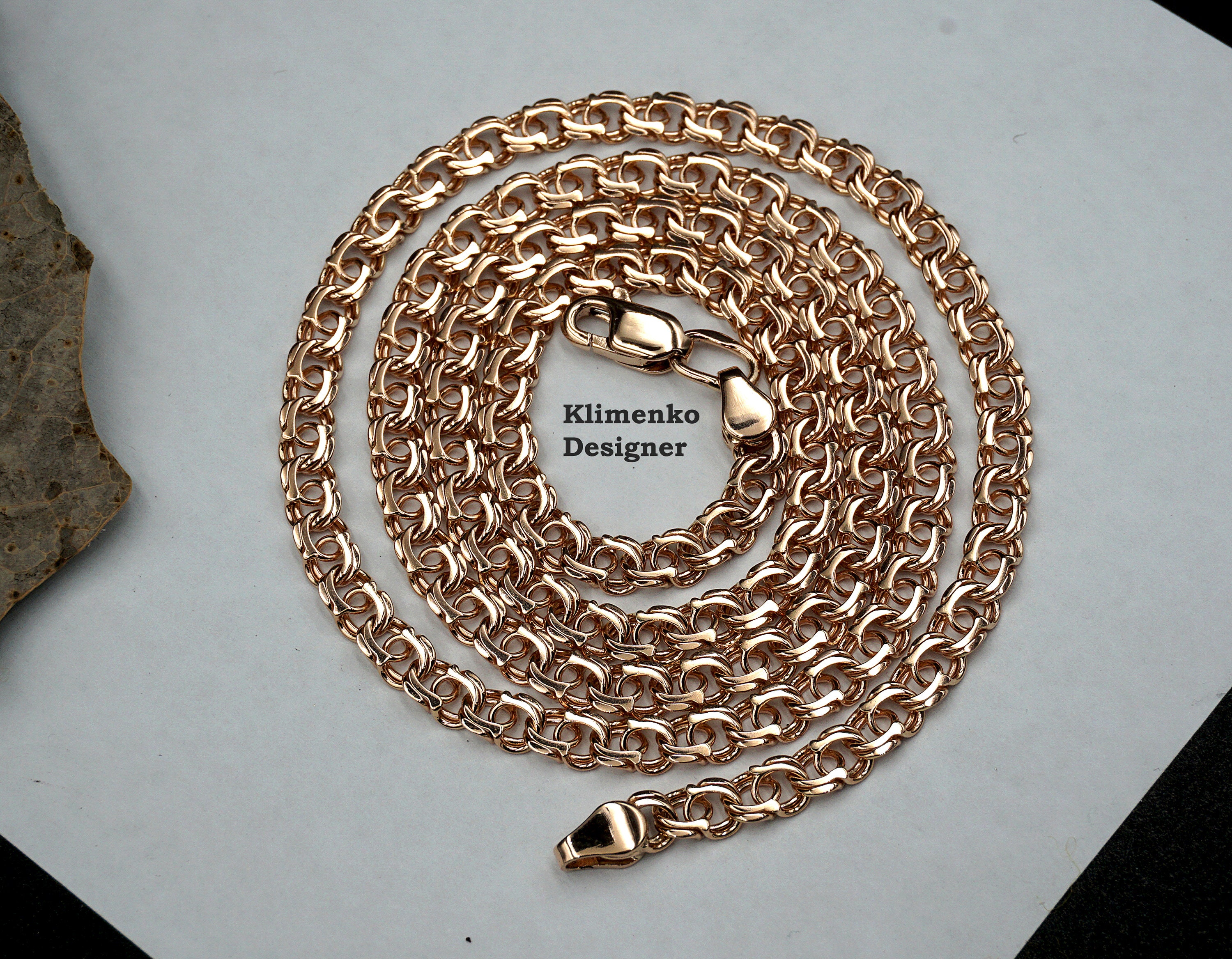 Handmade 14k Rose Gold Byzantine Chain Necklace (4mm) - Etsy