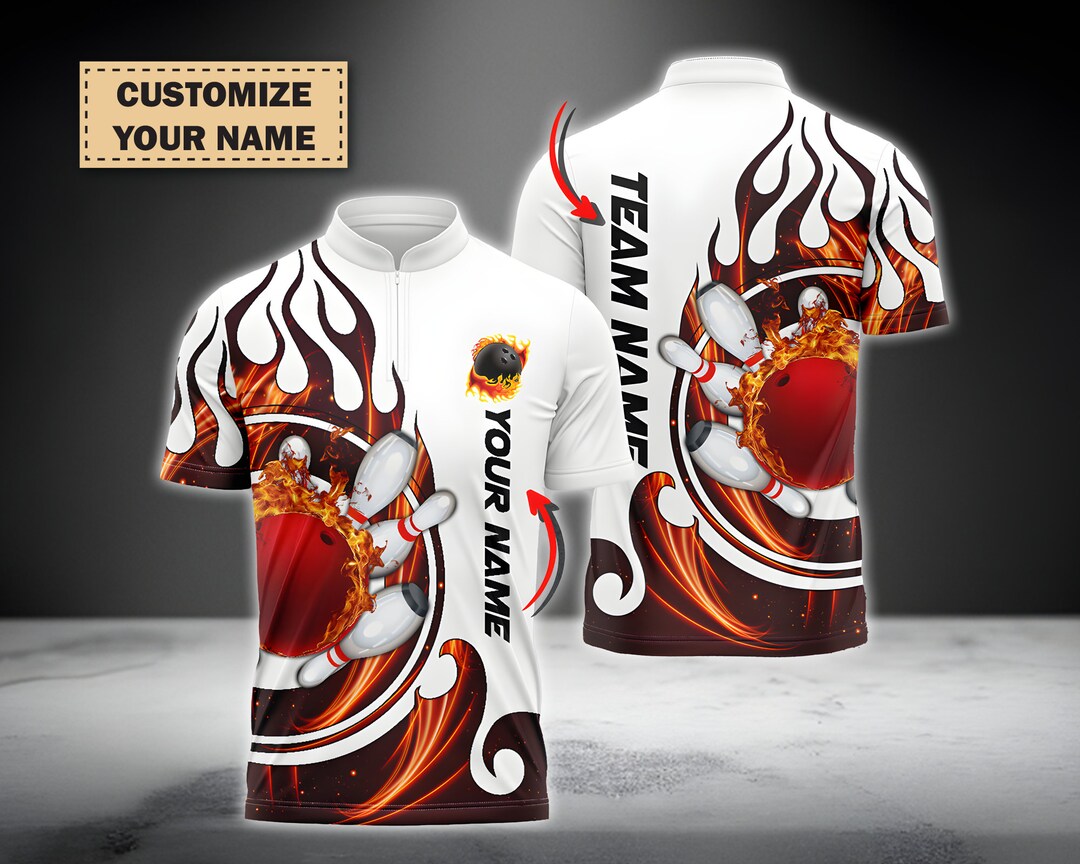 Custom 3D Fire Blaster Bowling Shirt, Team Name Unisex Shirt Bowling ...
