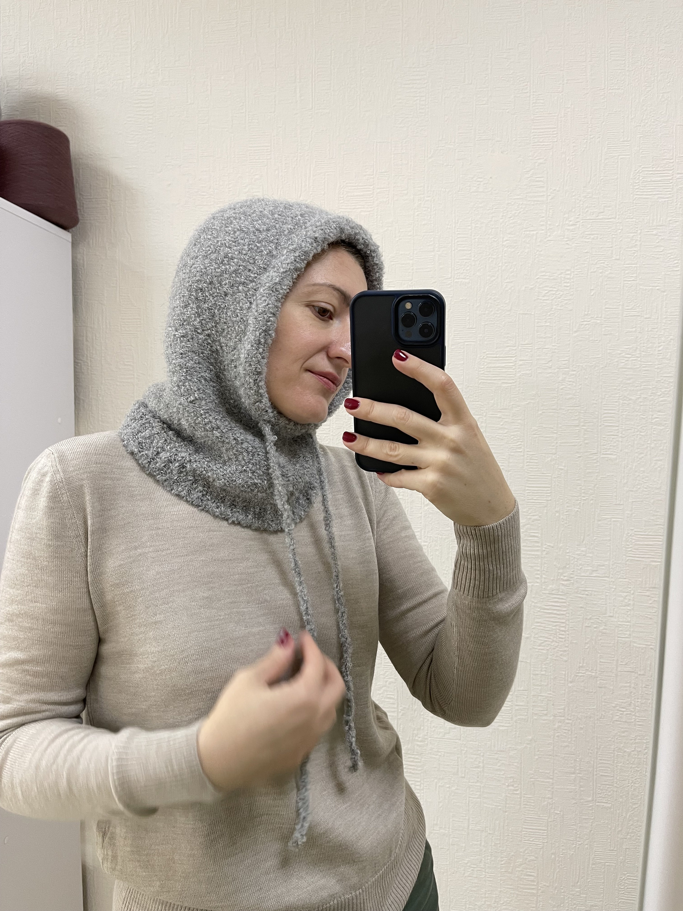 Alpaca Bouclé Wool Knitted Hood Warm Women Wool Hood Helmet - Etsy