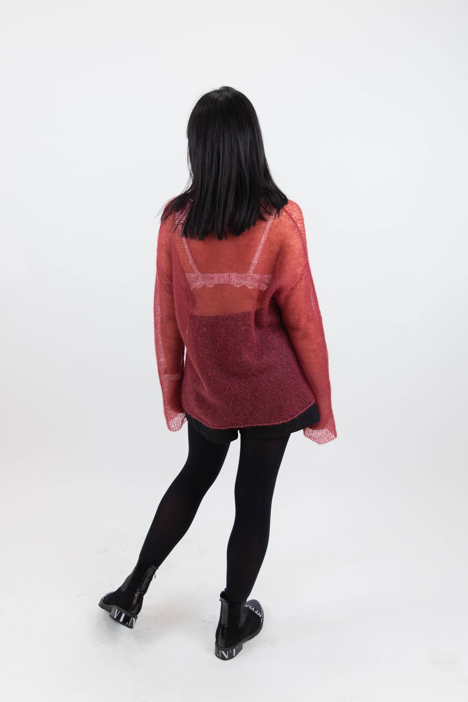 Oversized Mesh Mohair Sweater for Women, Mohair Hand Knit Sweater ...