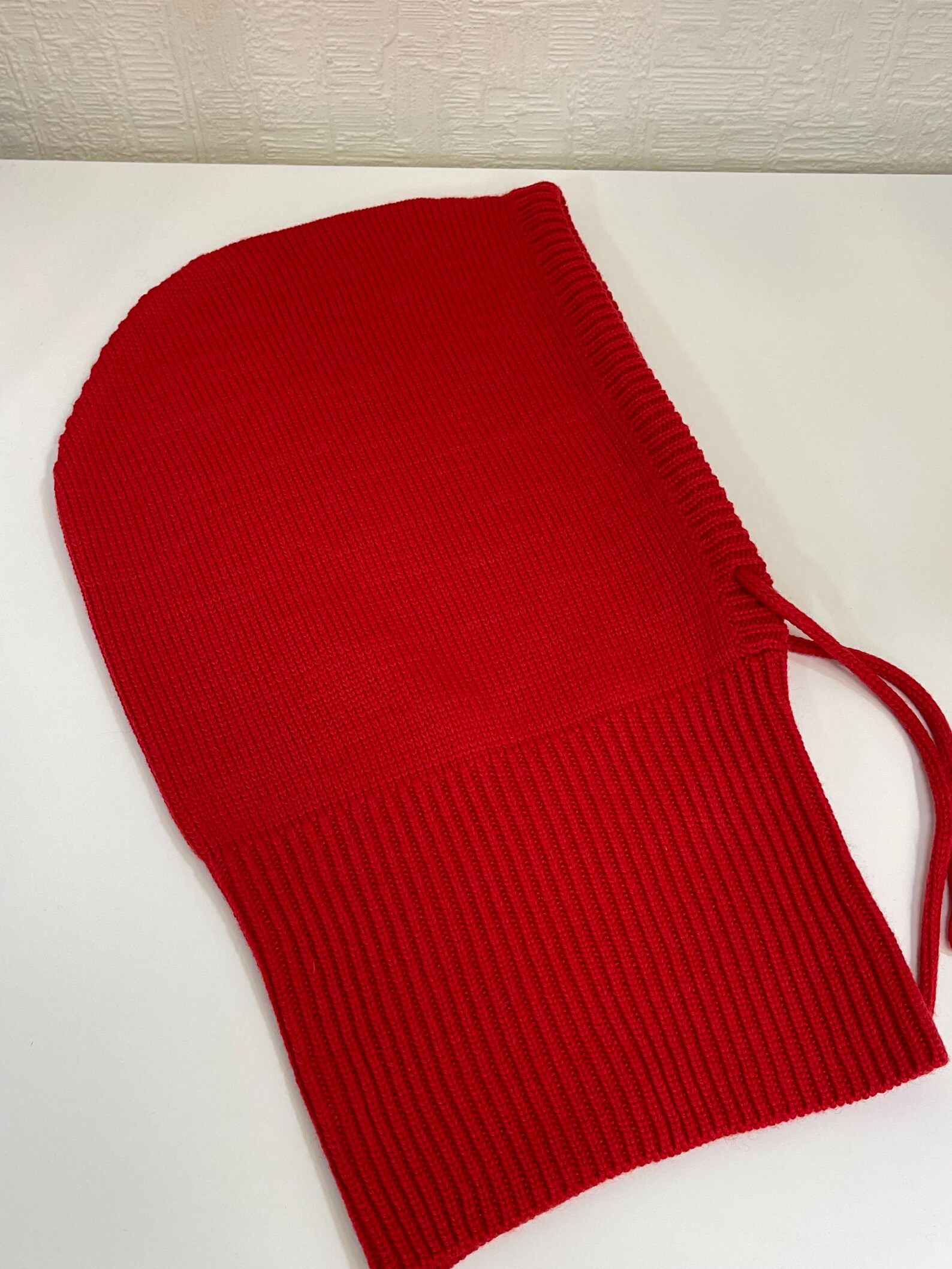 Bright Red Merino Wool Knitted Hood, Warm Women Wool Hood Helmet ...