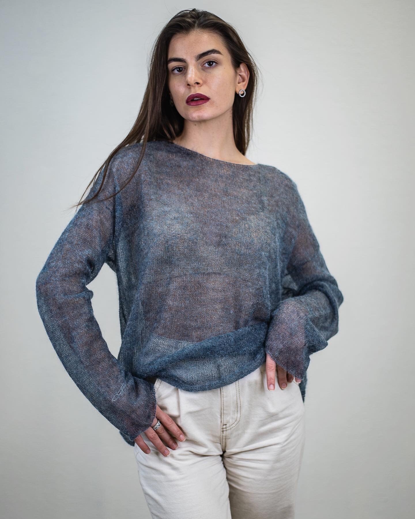Many Color Options Mohair See Through Sweater, Minimalistic Thin Knit ...