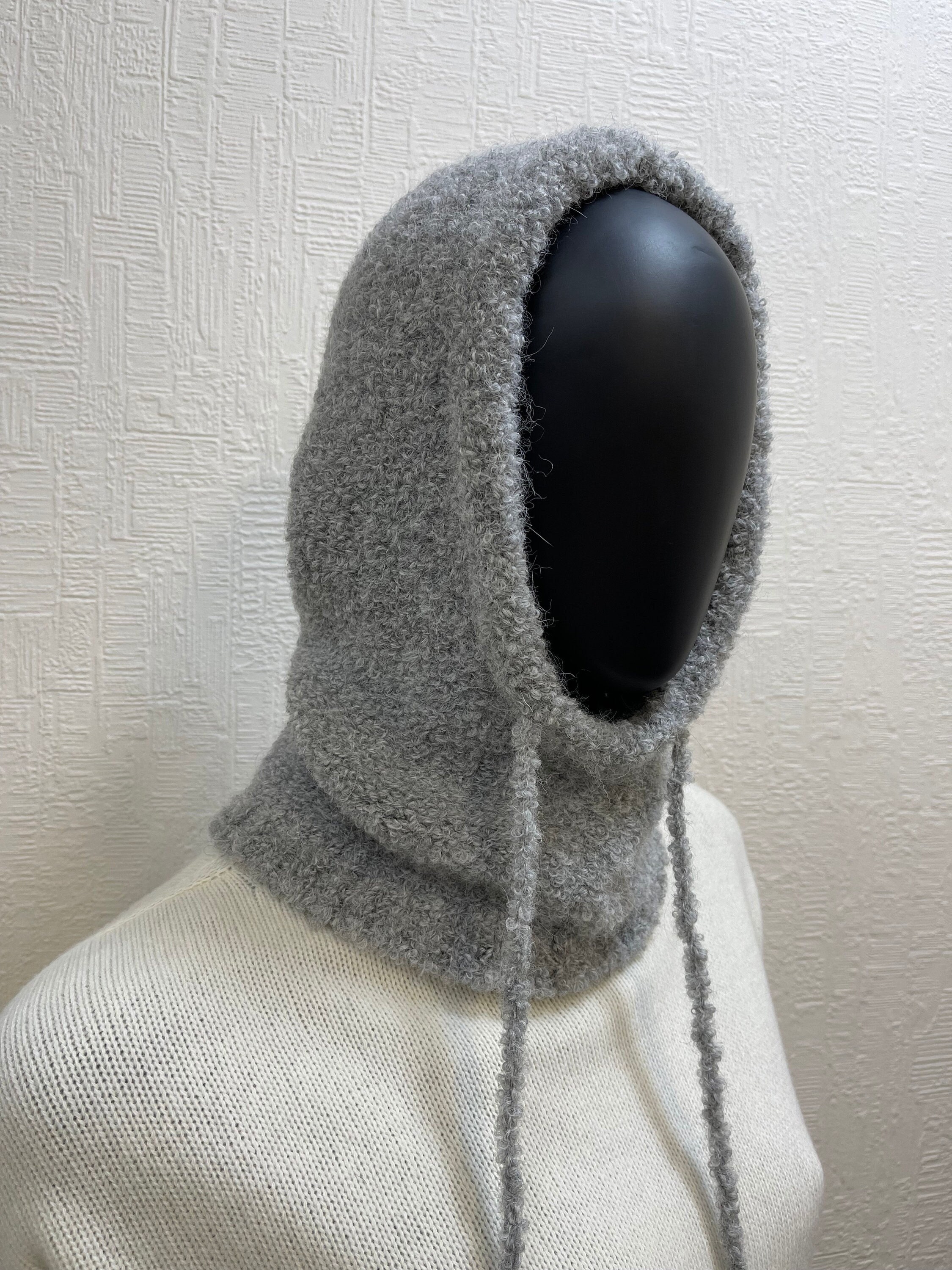 Alpaca Bouclé Wool Knitted Hood Warm Women Wool Hood Helmet - Etsy