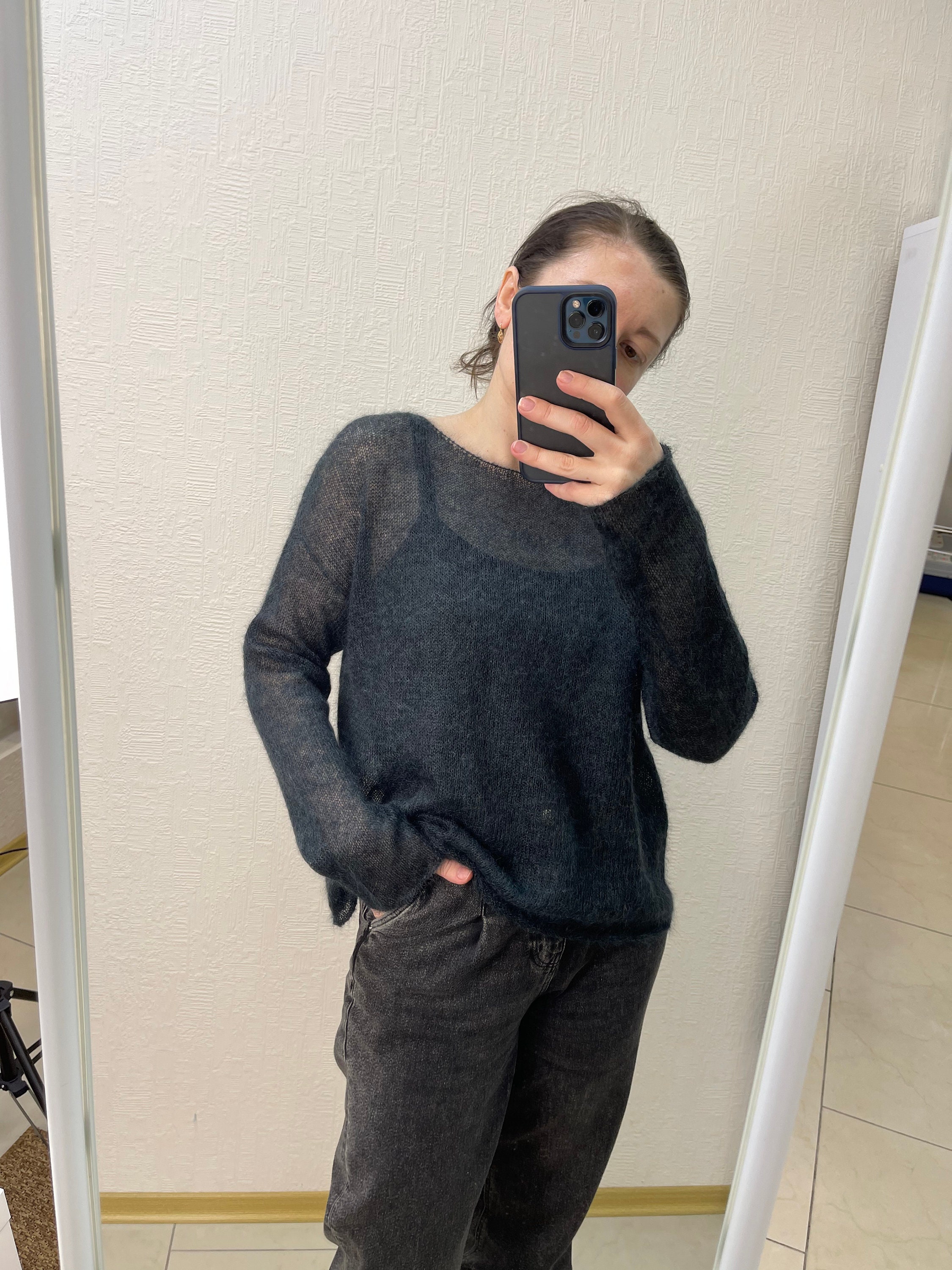 Many Color Options Mohair See Through Sweater, Minimalistic Thin Knit ...