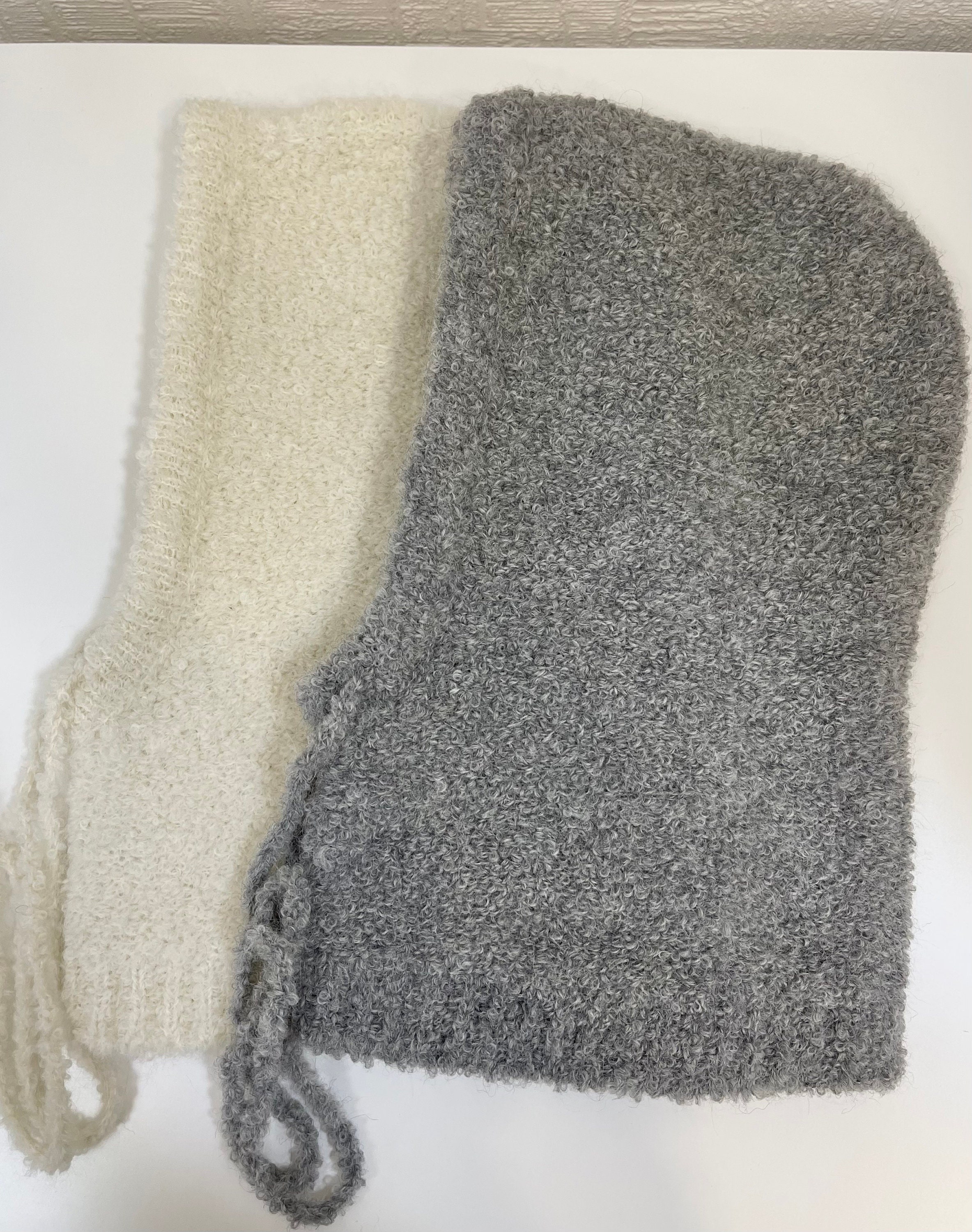 Alpaca Bouclé Wool Knitted Hood Warm Women Wool Hood Helmet - Etsy