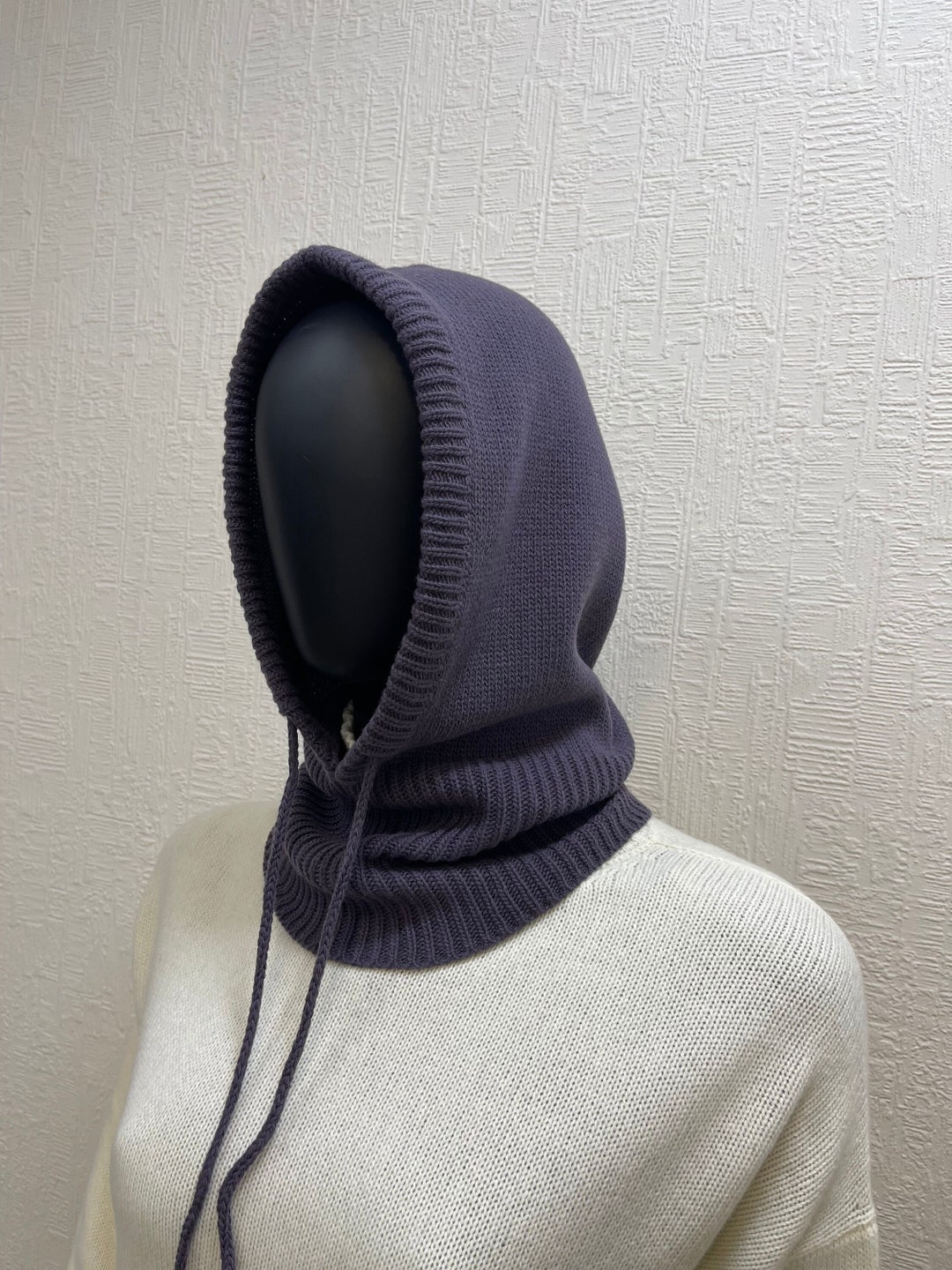 Merino Wool Knitted Hood, Warm Women Wool Hood Helmet, Winter Cowl Hood ...