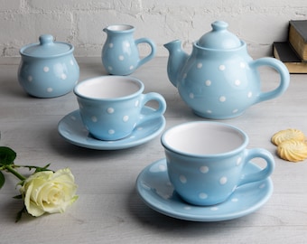 Blue Ceramic Tea Set, Teapot SET for FOUR, Large Teapot, Milk Jug ...