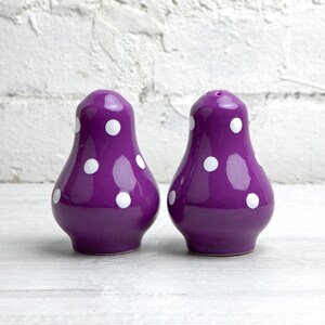 Handmade Ceramic Salt and Pepper Shakers, Purple Polka Dot Cruet Set - Etsy