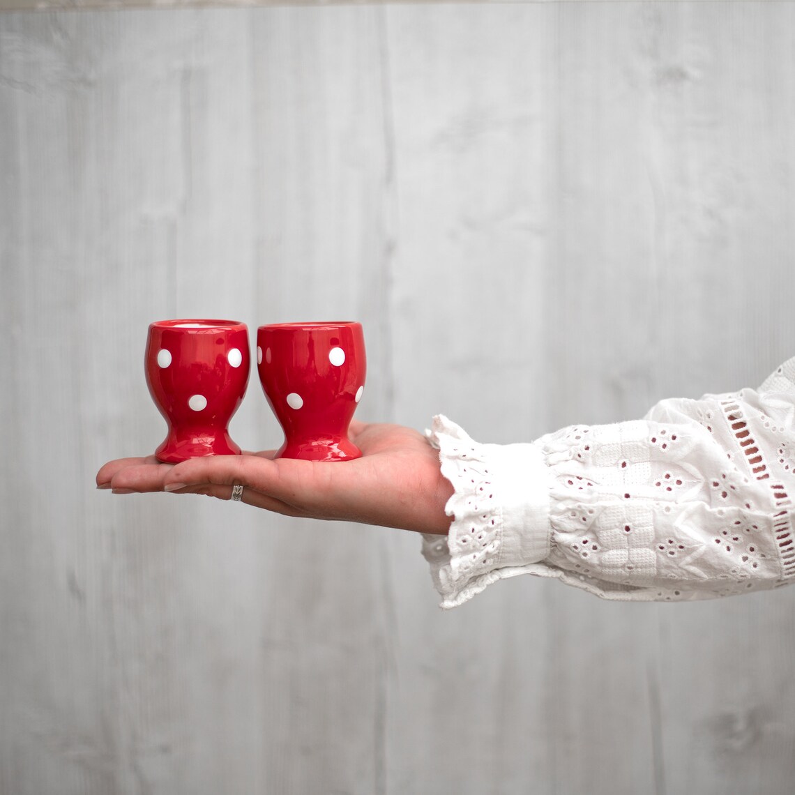 Egg Holder Egg Cup Set Ceramic Egg Holder Red and White | Etsy