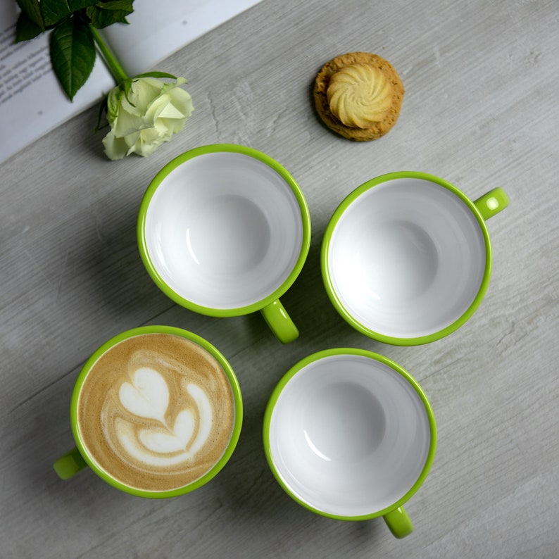 Green Large Teacup LARGE Cup and Saucer Handmade White | Etsy UK