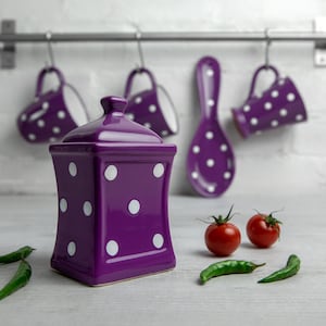 Purple and White Spice Jars | Kitchen Canisters | Storage Jars, Unique ...