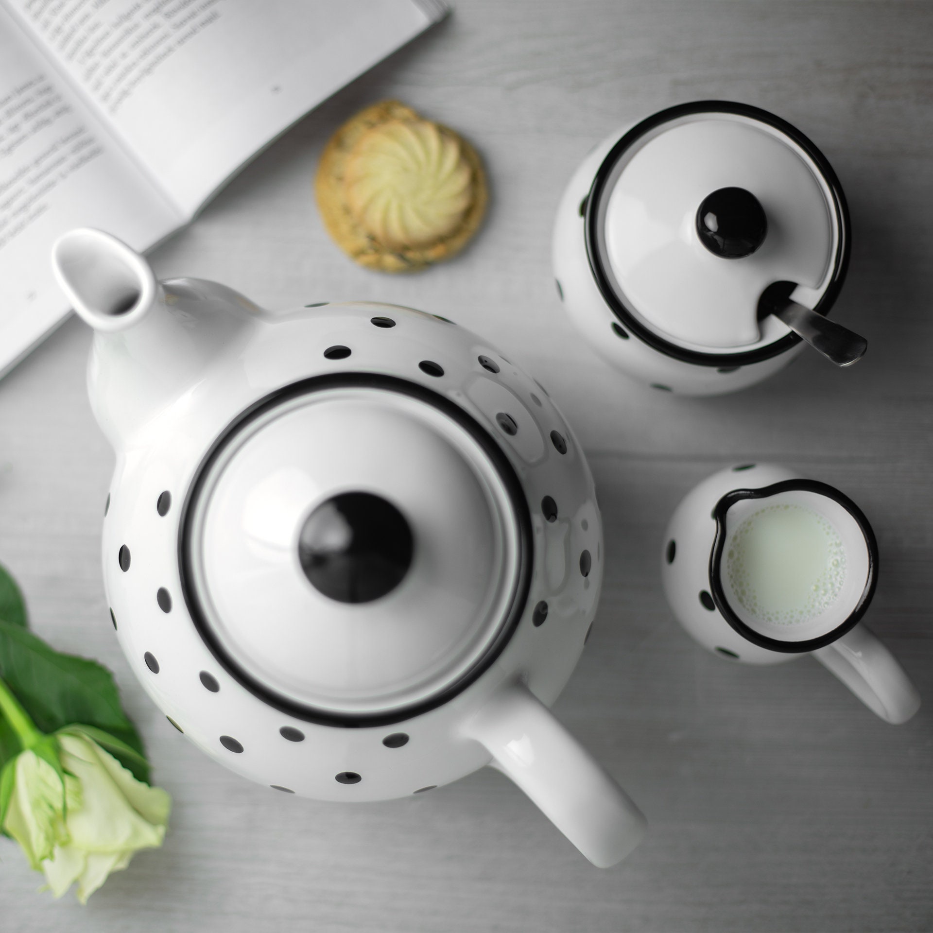 White Ceramic Tea Set, Teapot Set, LARGE Teapot, Milk Jug, Sugar Bowl ...