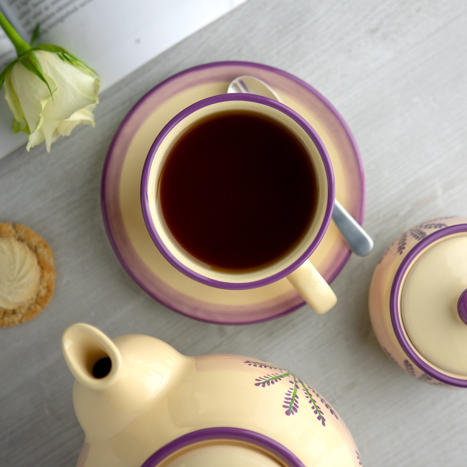 Lavender Large Teacup | LARGE Cup and Saucer, Handmade Purple Floral ...