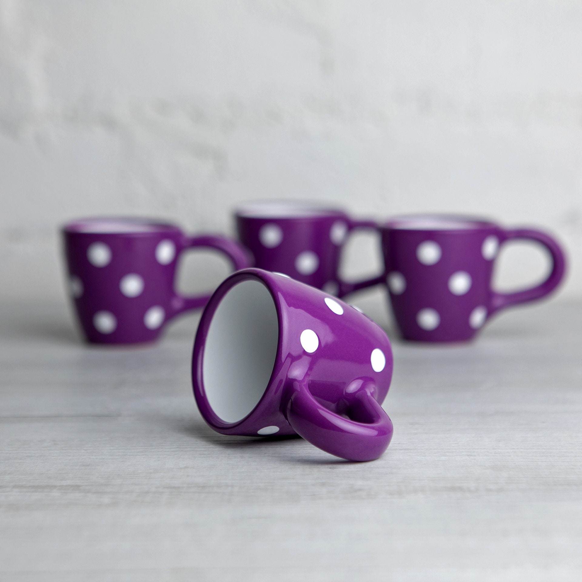 Purple Ceramic Espresso Cup Set of Four Espresso Cups White | Etsy