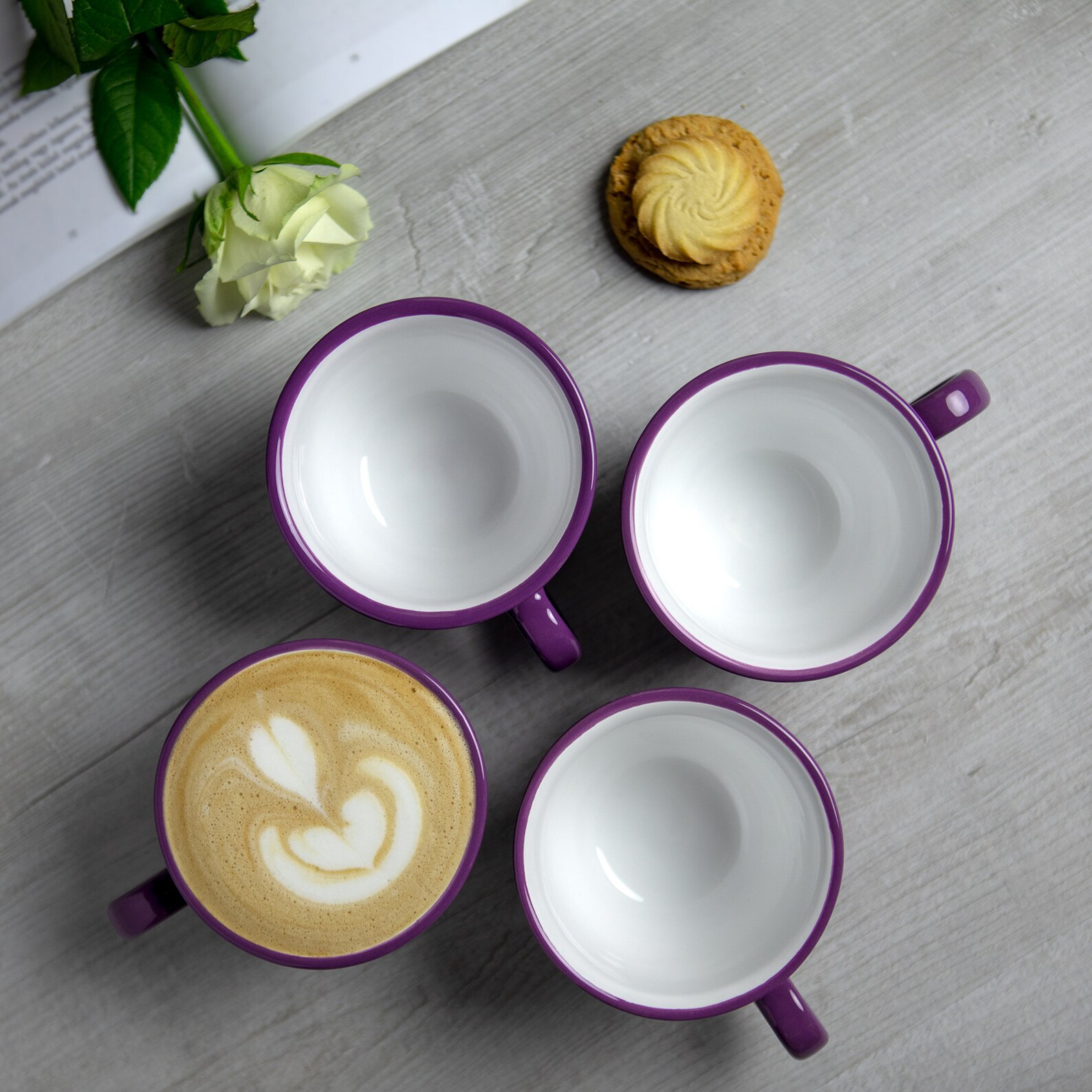 Purple Large Teacup LARGE Cup and Saucer Handmade White - Etsy UK