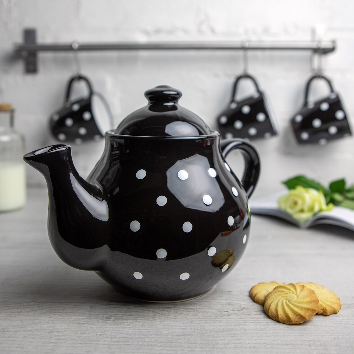 Black Ceramic Teapot Handmade Pottery Tea Pot Extra Large - Etsy