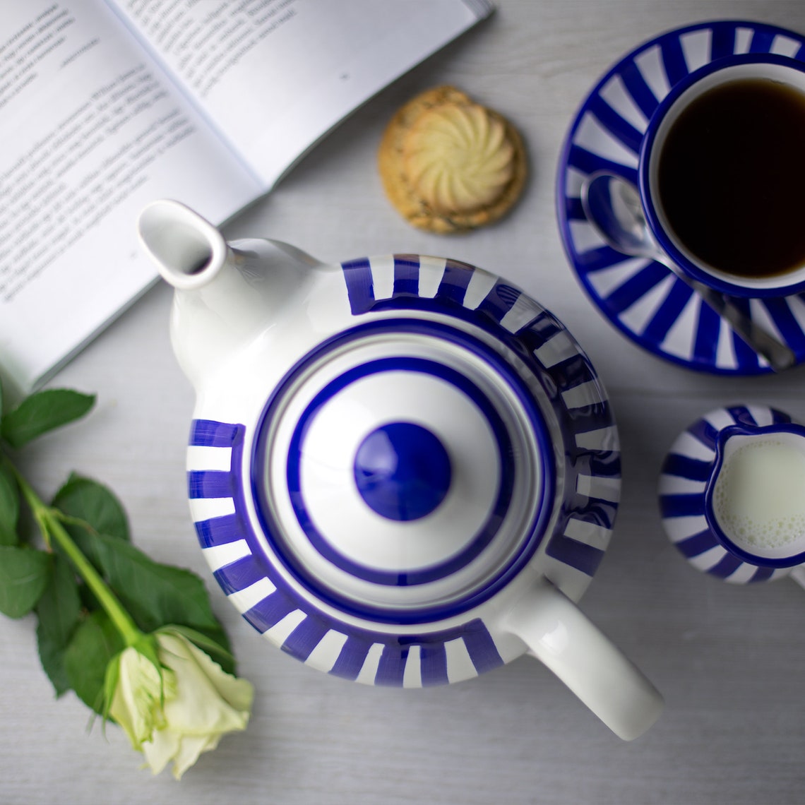 Ceramic Teapot Handmade Pottery Tea Pot Extra Large Navy - Etsy