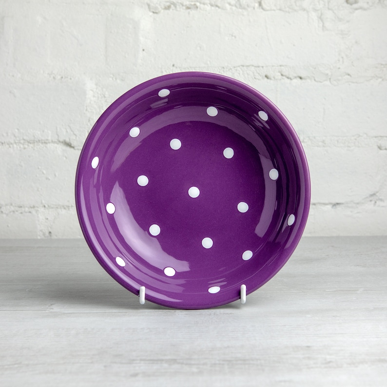 Bol fait main en céramique à pois violets | Poterie en grès - Etsy France